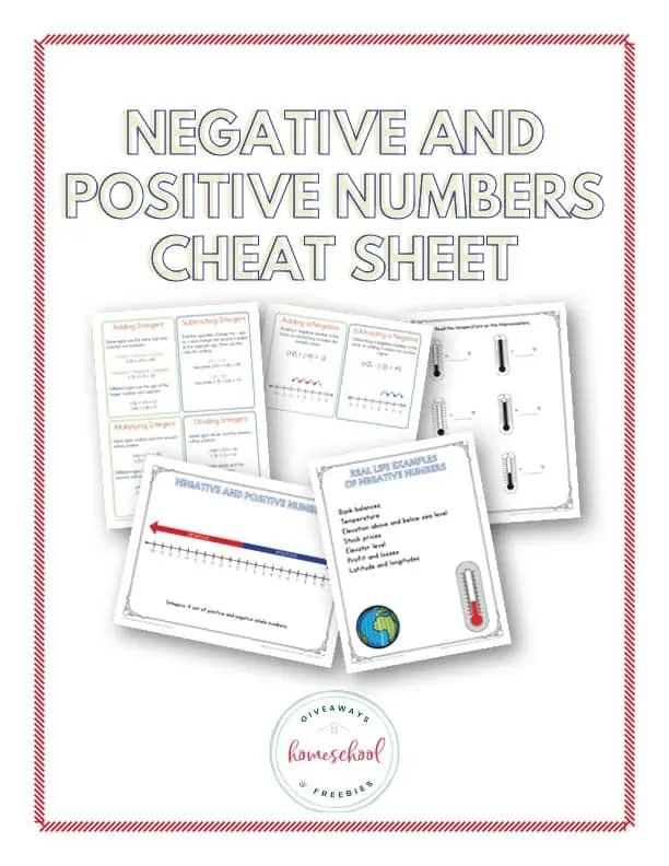 Negtive And Positive Rules For Integers Free Cheat Sheet 