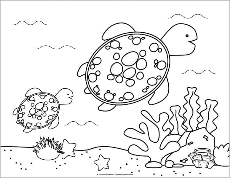 20 Printable Sea Turtle Coloring Pages & Craft Templates